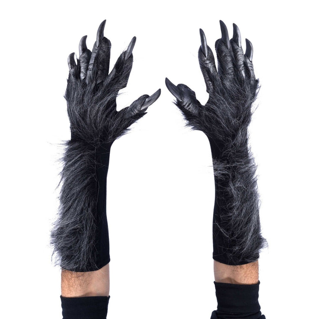 Gray Werewolf Beast Claws Hands Adult Halloween Hand Made USA Costume ...