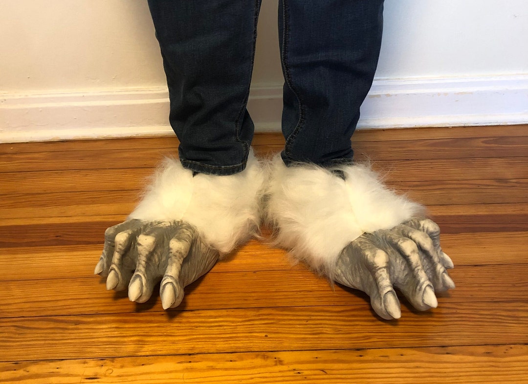 White Beast Feet Werewolf Clawed Animal Adult Shoe Covers Halloween ...