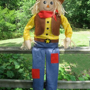61" Large Sitting Scarecrow Cowboy Western Country Fall Outdoor ...