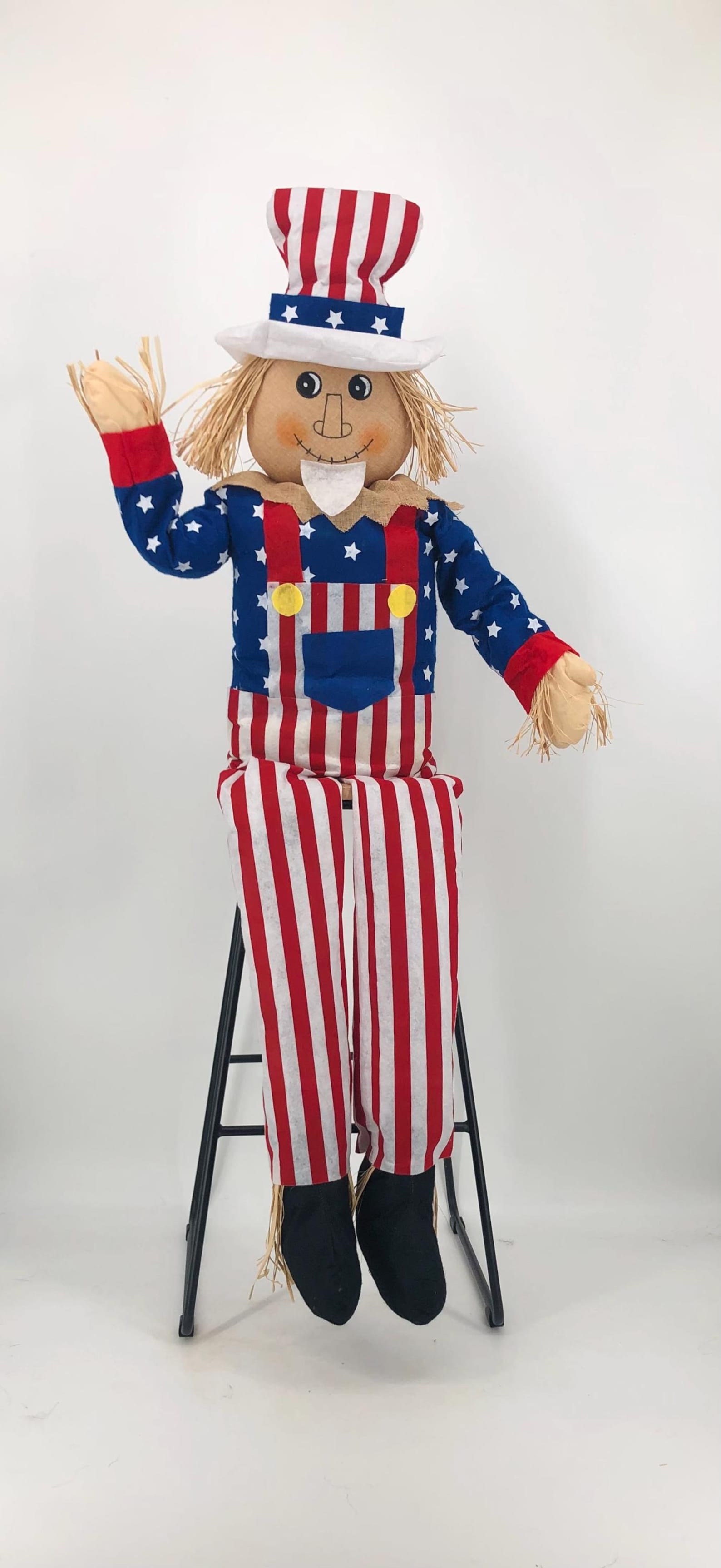 60" Large Sitting Uncle Sam Scarecrow Patriotic Fall Decor Decoration ...