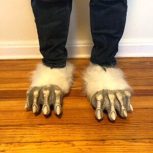 White Beast Feet Werewolf Clawed Animal Adult Shoe Covers Halloween ...