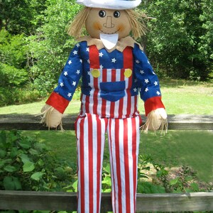 60" Large Sitting Uncle Sam Scarecrow Patriotic Fall Decor Decoration ...