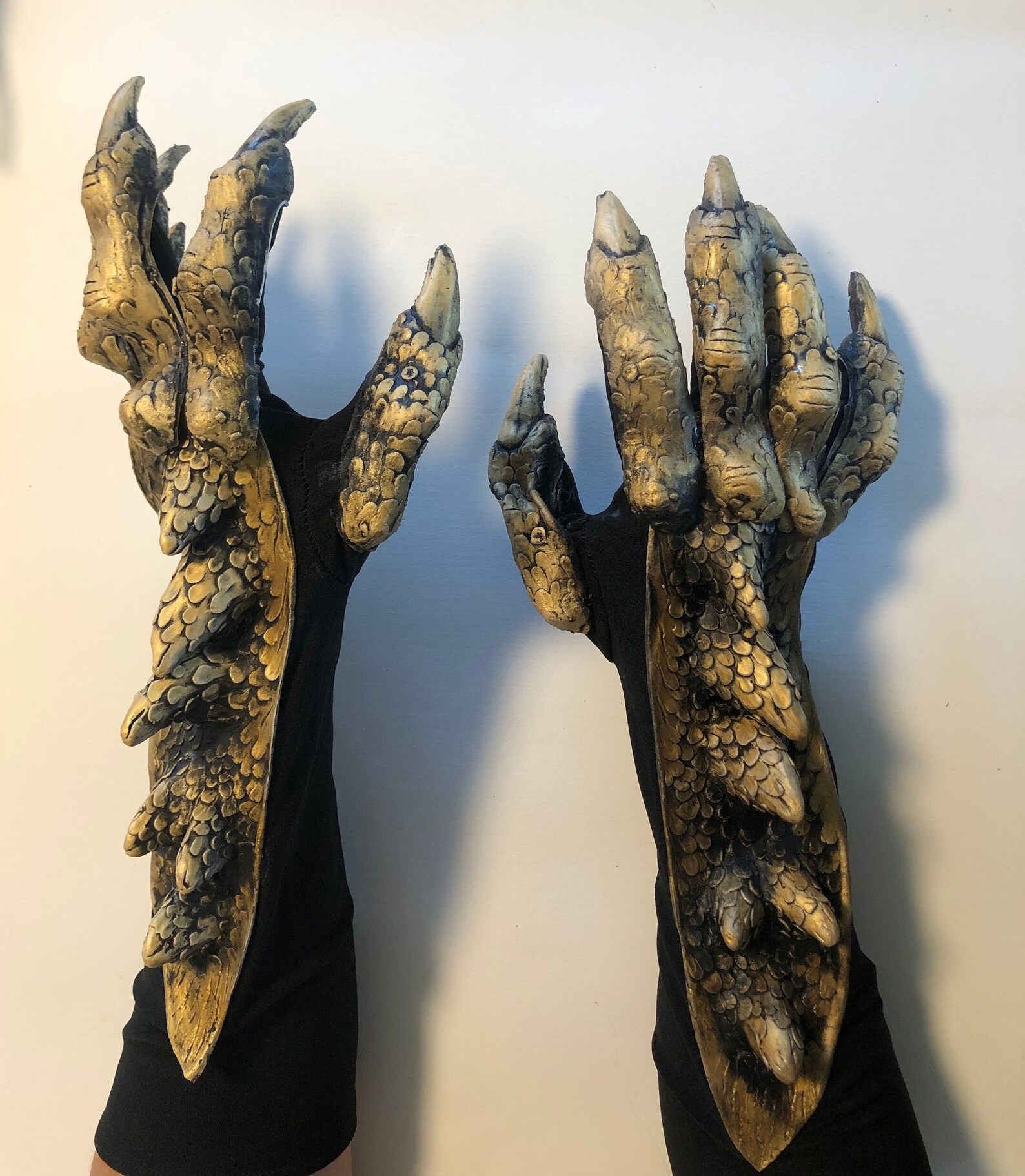 Golden Gold Dragon Claws Hands Adult Halloween Hand Made USA Costume ...