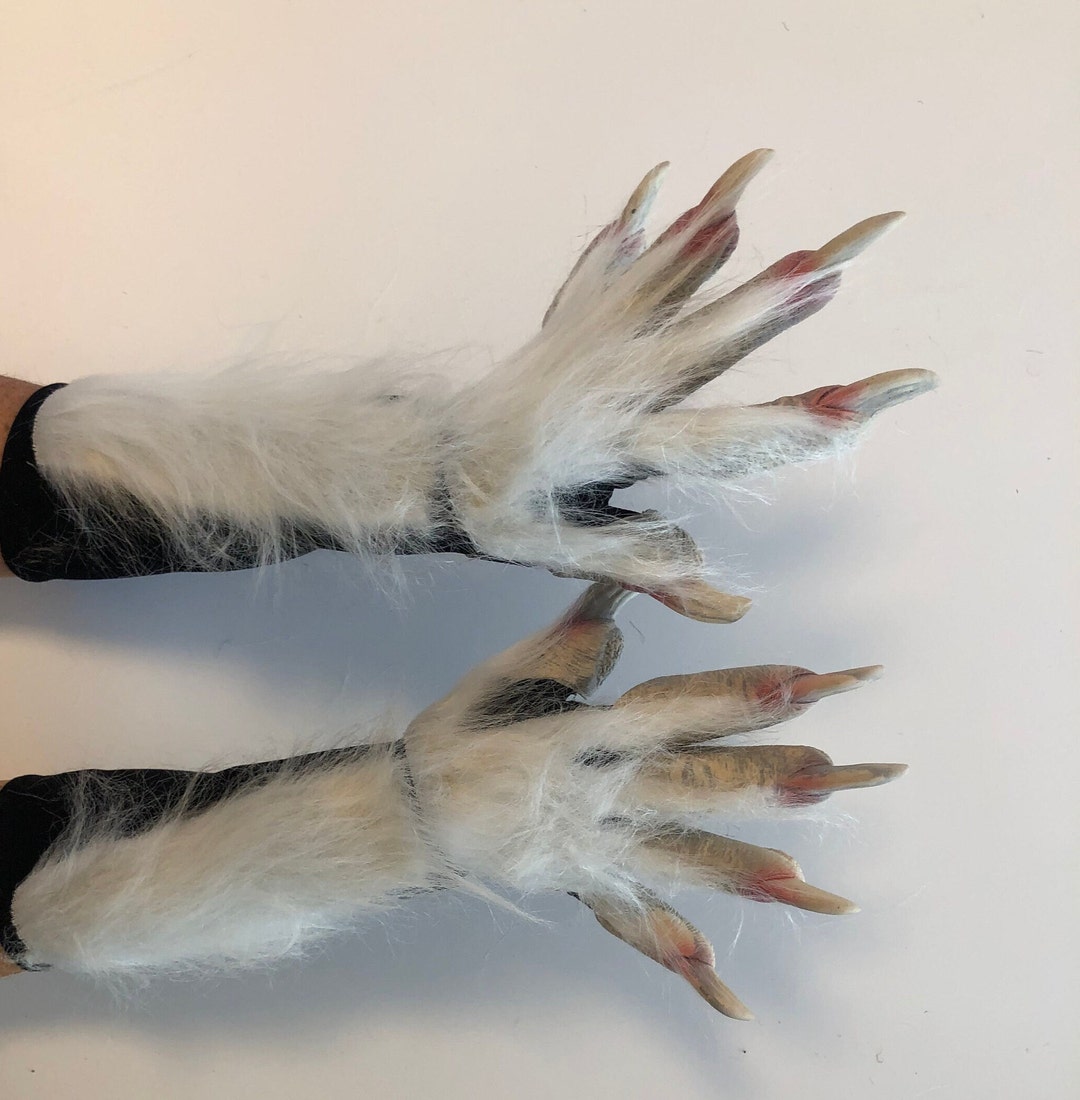White Werewolf Hands Claws Yeti Beast Adult Halloween Hand Made USA ...