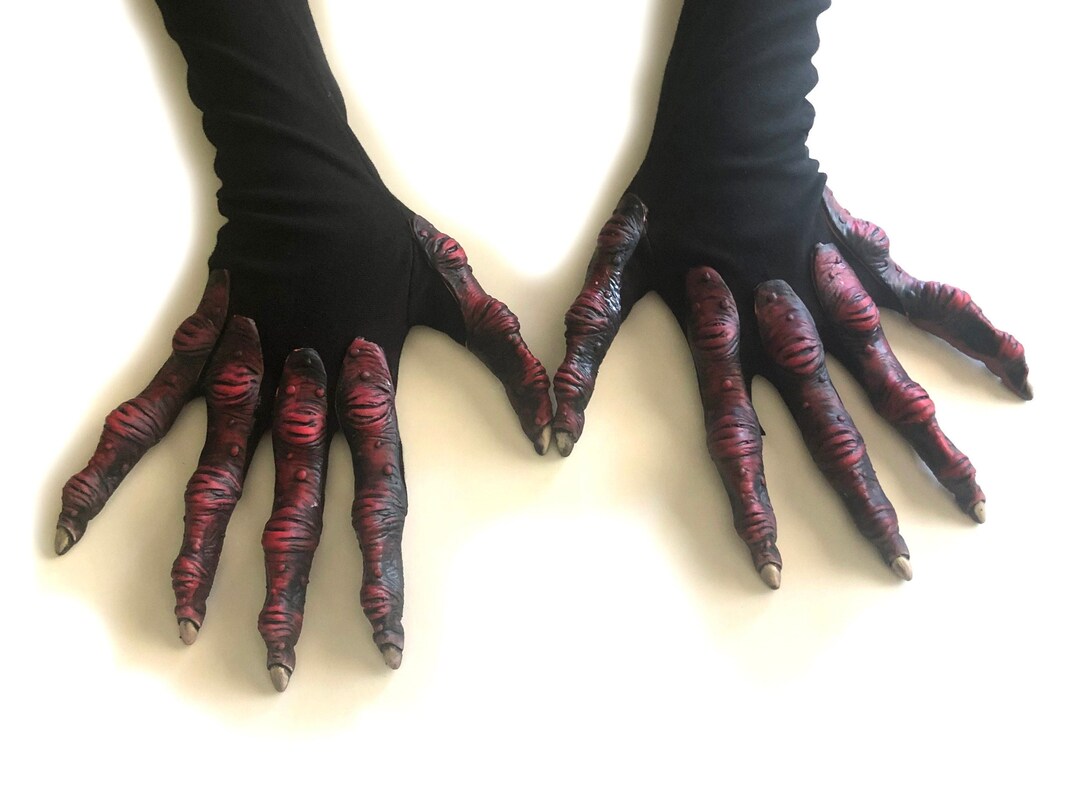 Long Finger Red Devil Demon Hands Claws Adult Halloween Costume ...