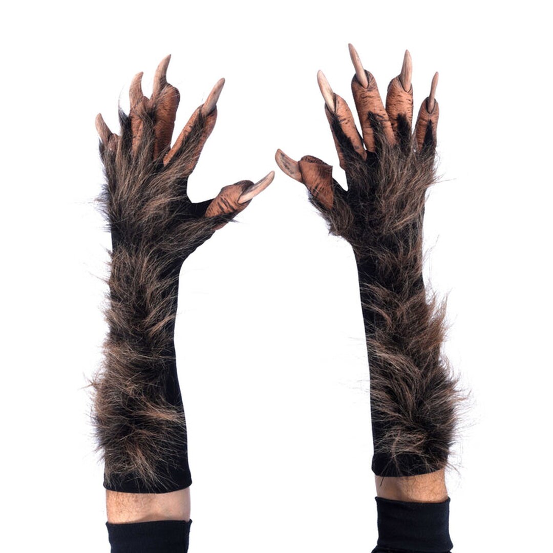 Brown Werewolf Beast Claws Hands Adult Halloween Hand Made USA Costume ...