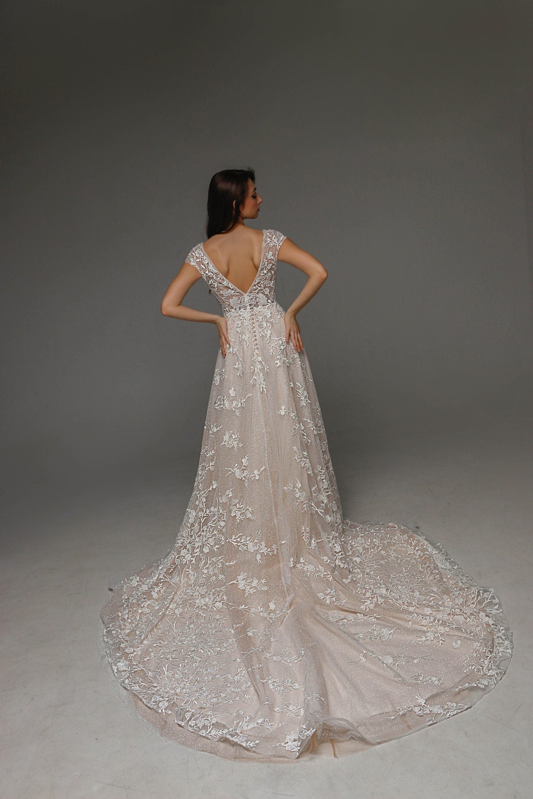 Traditional Lace Wedding Dress Tulle Wedding Dress Lace Back - Etsy