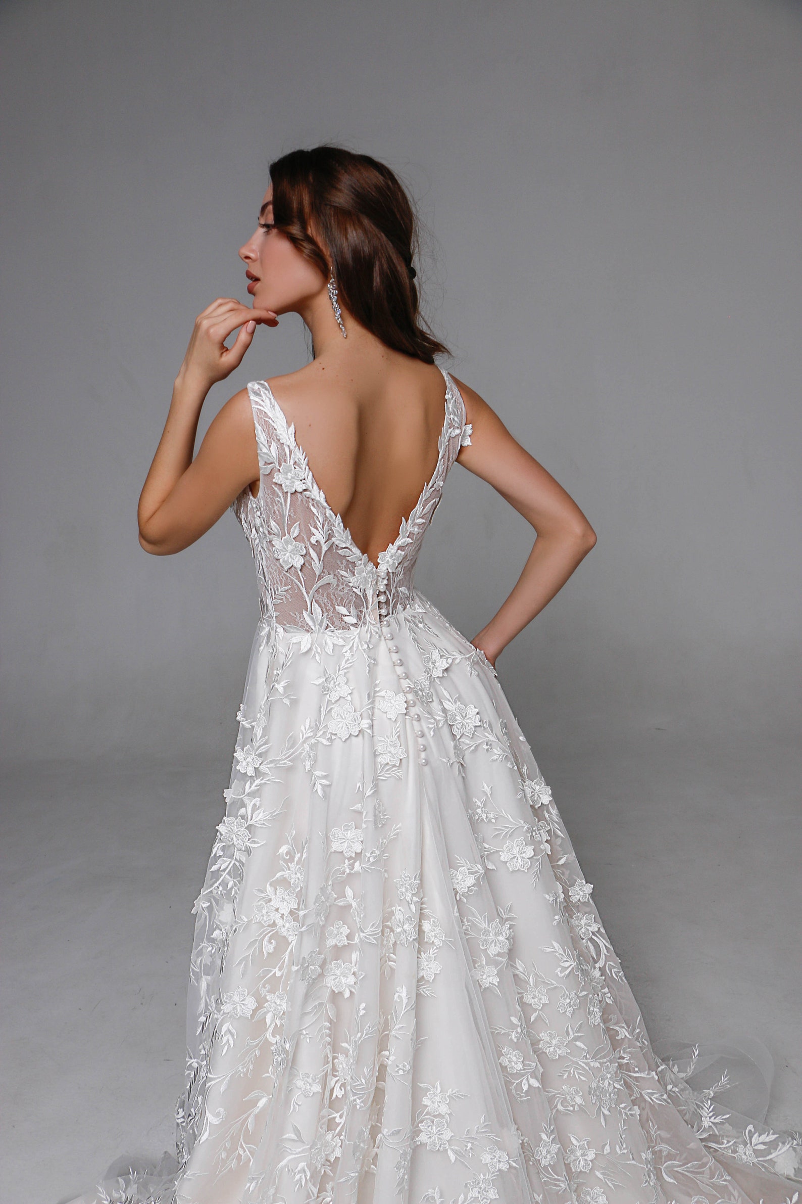 Open Back Wedding Dress, Lace Wedding Gown, Long Train Wedding Dress ...