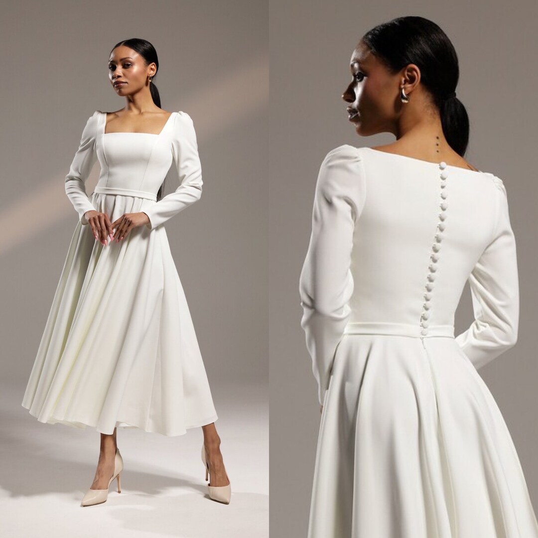 Simple Wedding Dress Karoline ,square Neckline, Bridesmaid Dress ...