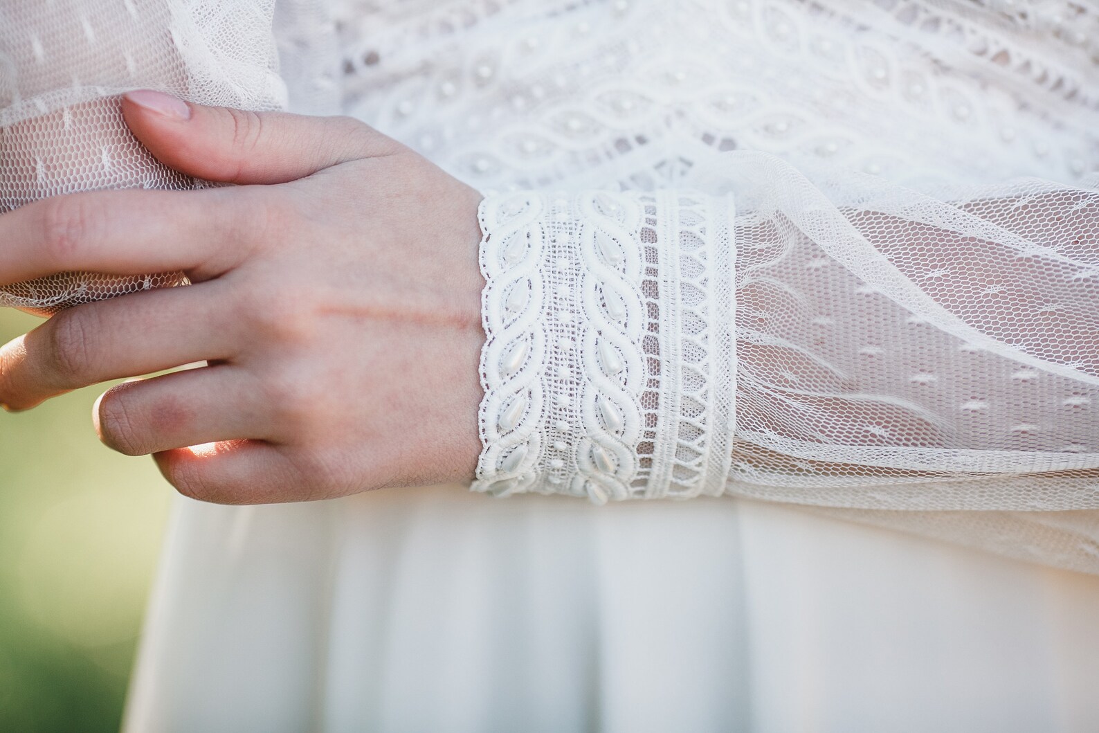 French Lace Wedding Dress, Chiffon Wedding Dress, Short Sleeve Wedding ...