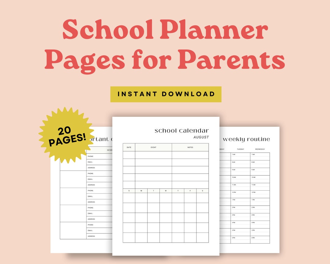 Printable School Planner for Parents Back to School Planner - Etsy