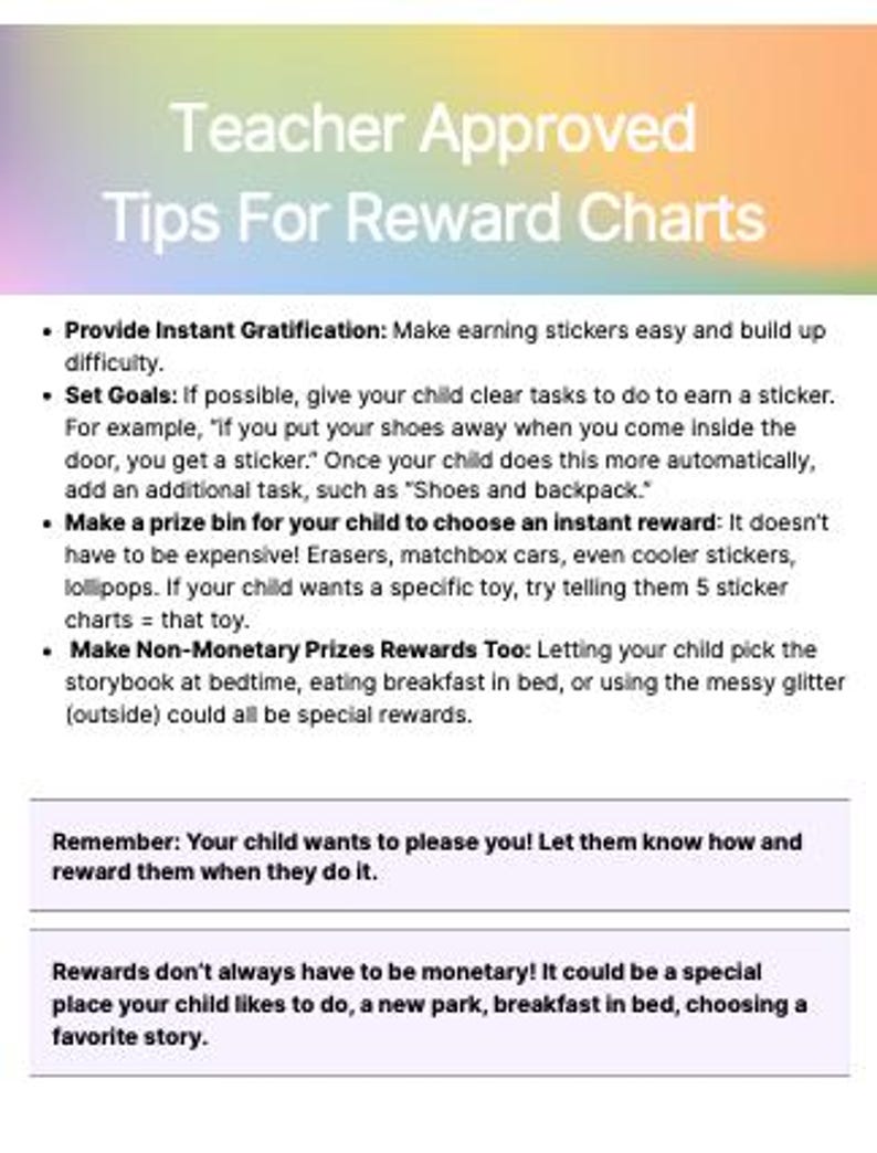 Three (3) Toddler Sticker Reward Charts - Etsy