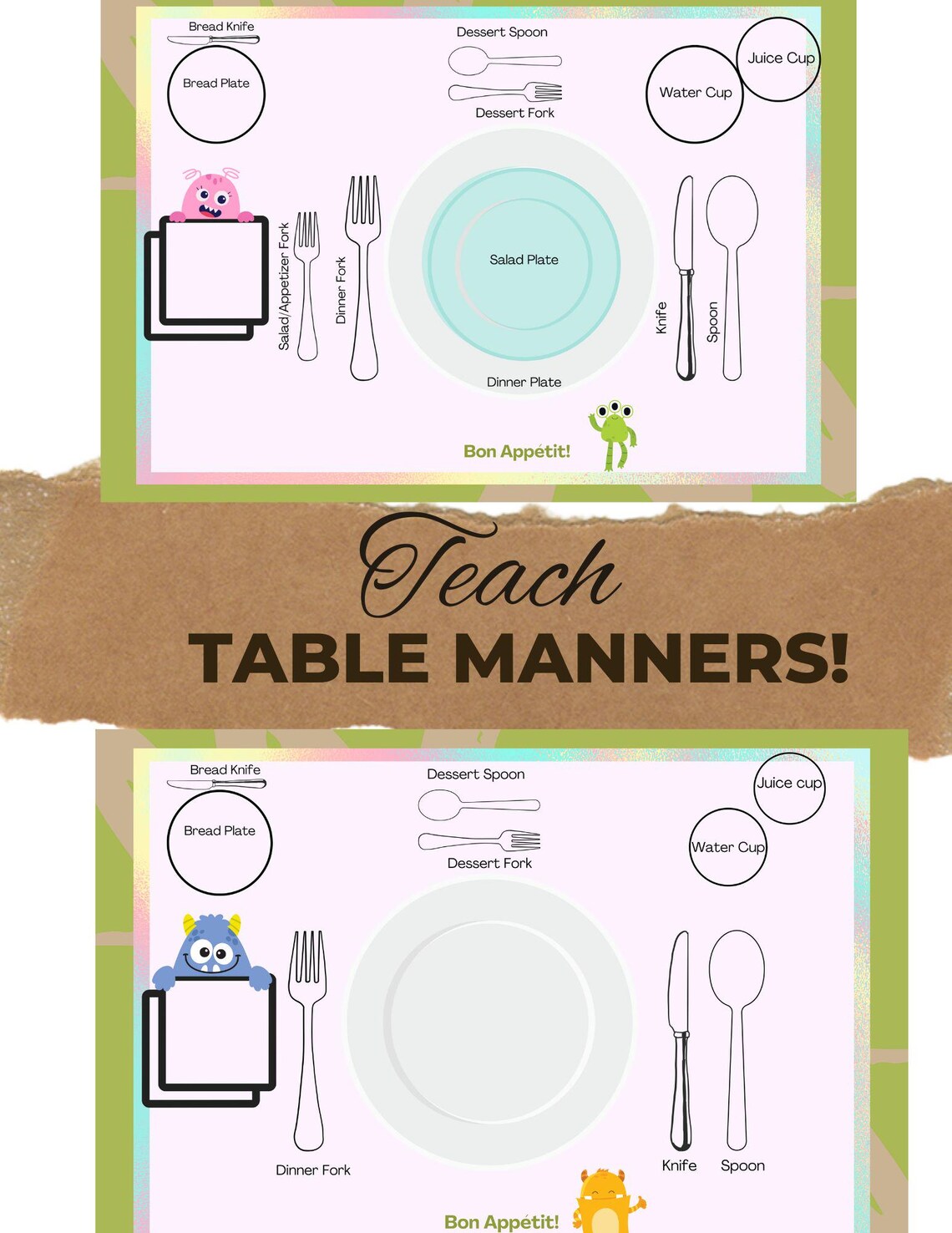 Table Manners Printable Place Setting for Toddlers and Kids - Etsy