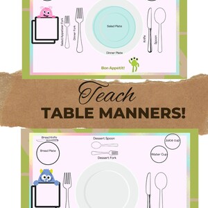 Table Manners Printable Place Setting for Toddlers and Kids - Etsy