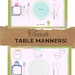 Table Manners Printable Place Setting for Toddlers and Kids - Etsy
