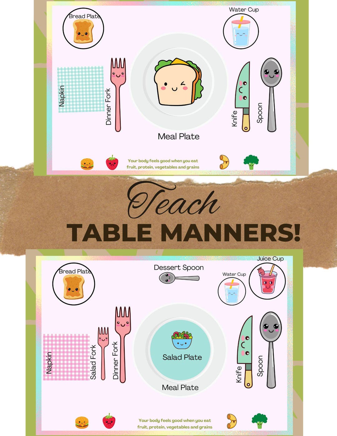 Table Manners Printable Place Setting for Toddlers and Kids - Etsy
