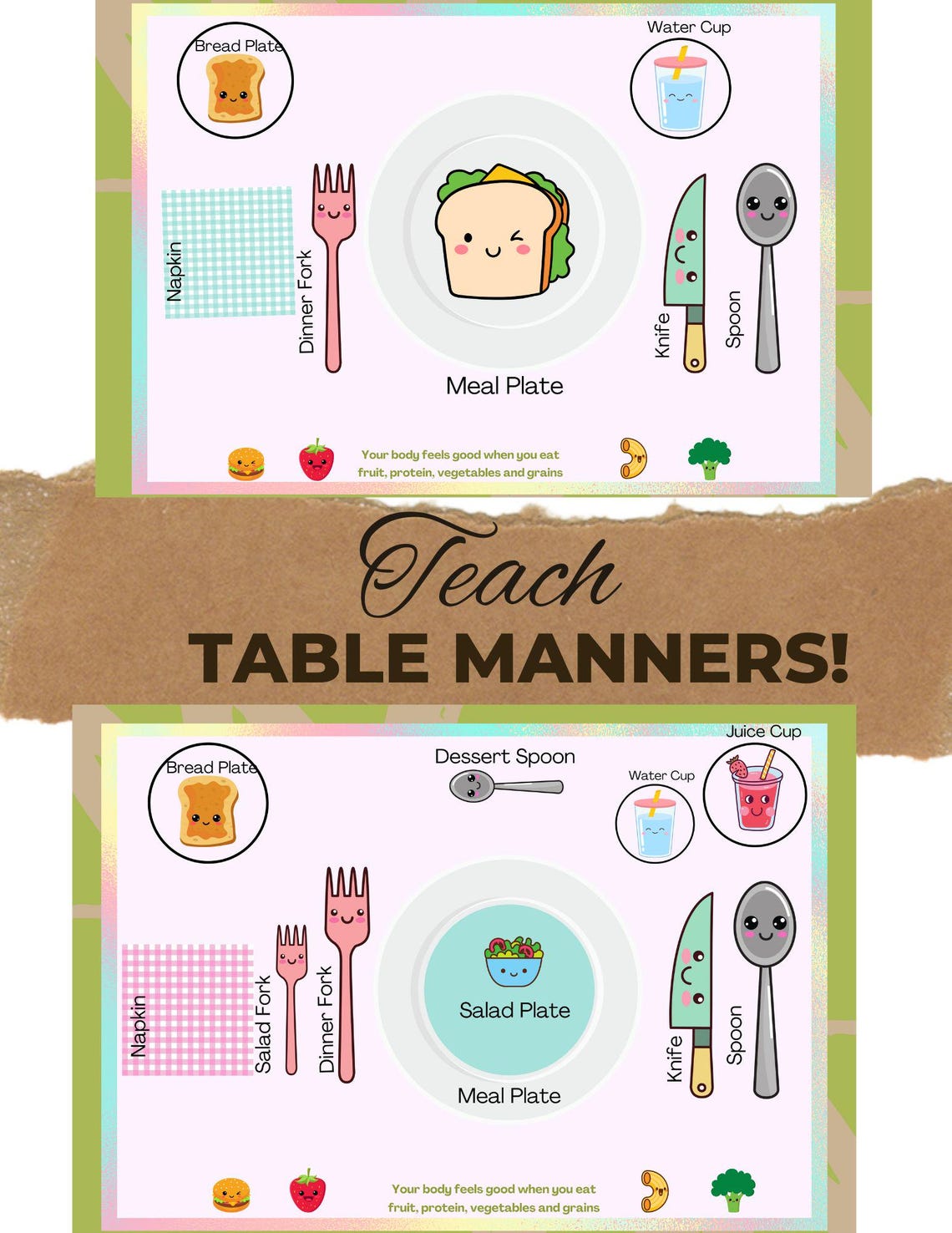 Table Manners Printable Place Setting for Toddlers and Kids - Etsy