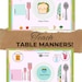Table Manners Printable Place Setting for Toddlers and Kids - Etsy