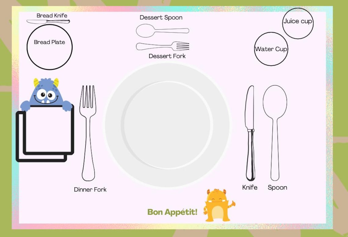 Table Manners Printable Place Setting for Toddlers and Kids - Etsy