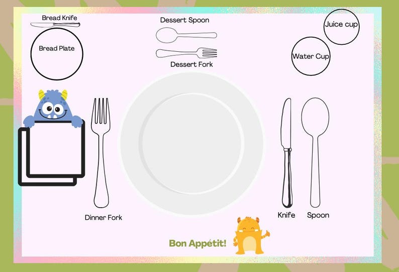 Table Manners Printable Place Setting for Toddlers and Kids - Etsy