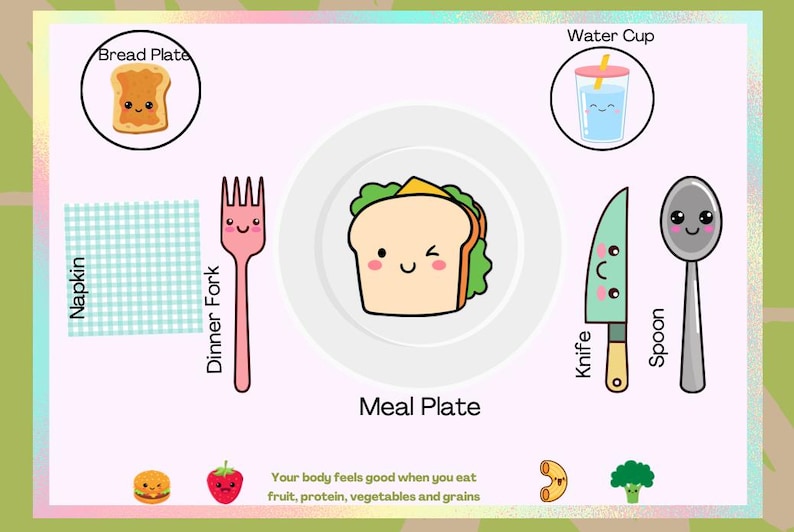 Table Manners Printable Place Setting for Toddlers and Kids - Etsy