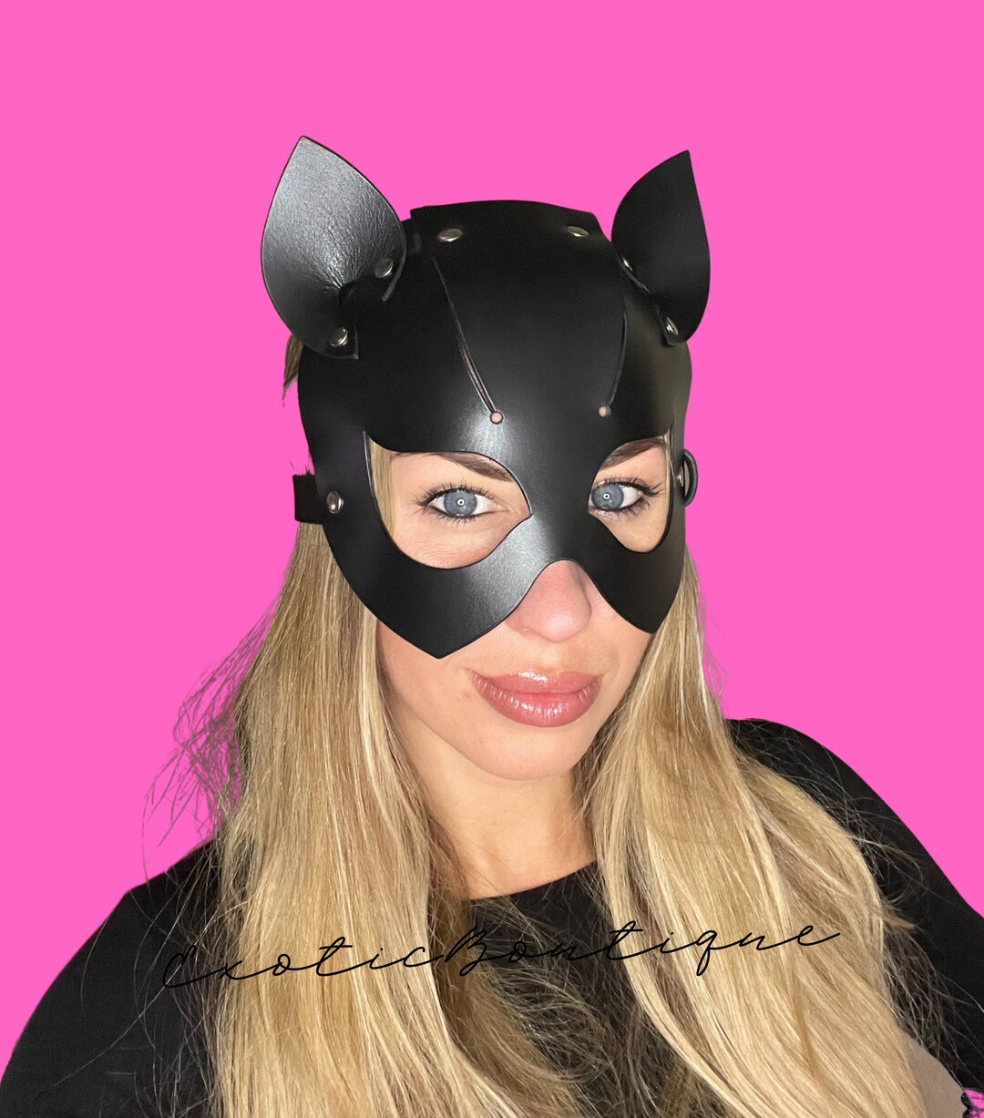 Leather Cat Woman Mask BDSM Cat Mask Black Sexy Cat Mask - Etsy