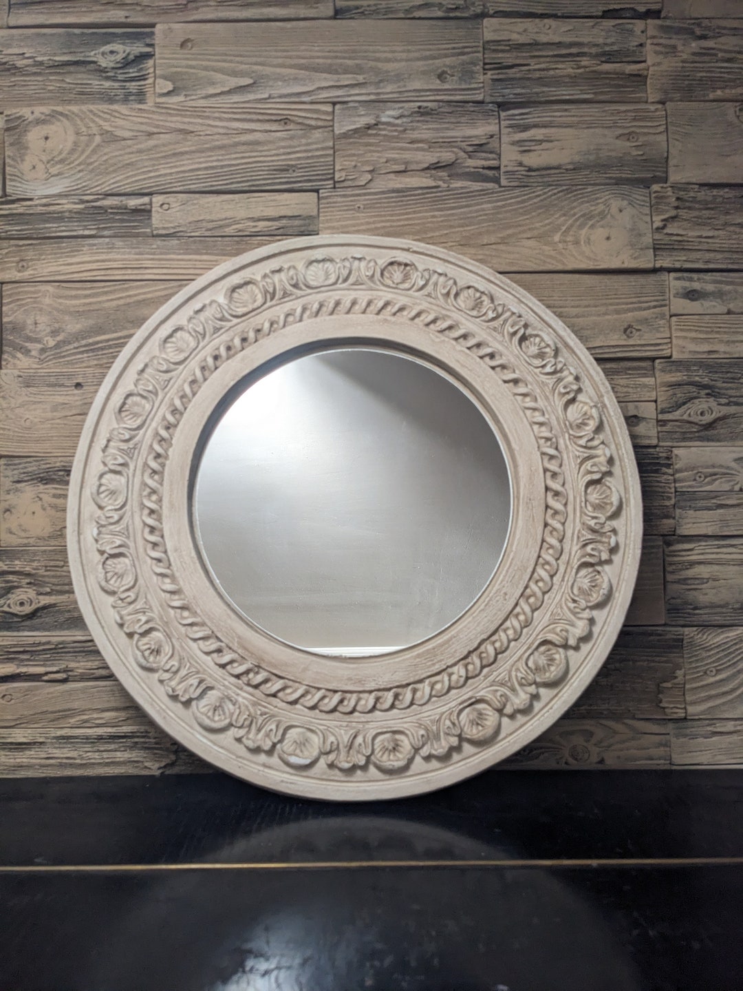 Vintage Round Plaster Frame Mirror Round Frame Mirror Plaster Frame ...