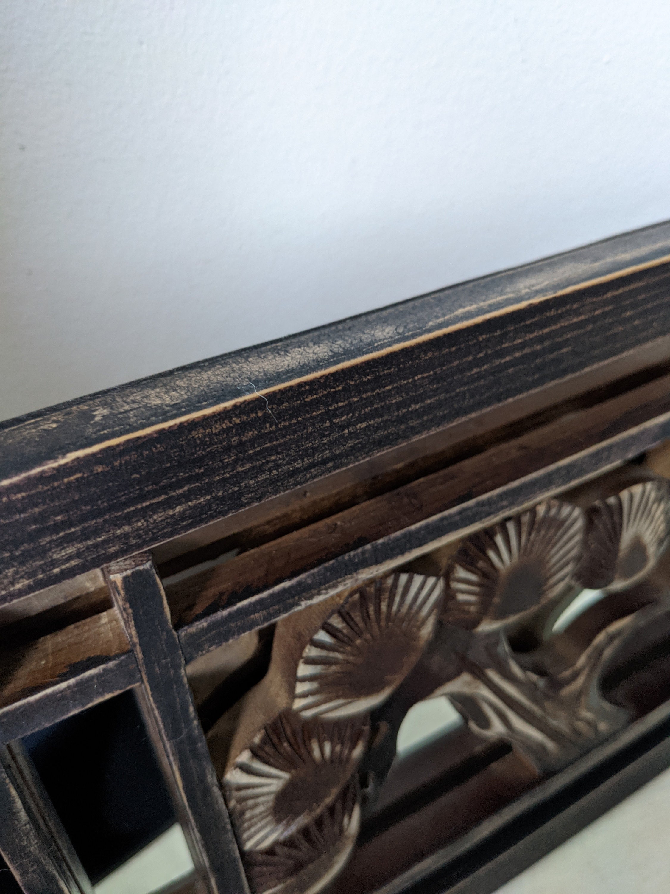 Vintage Reclaimed Wood Wall Art Chinese Wall Decor Decorative Mirror ...