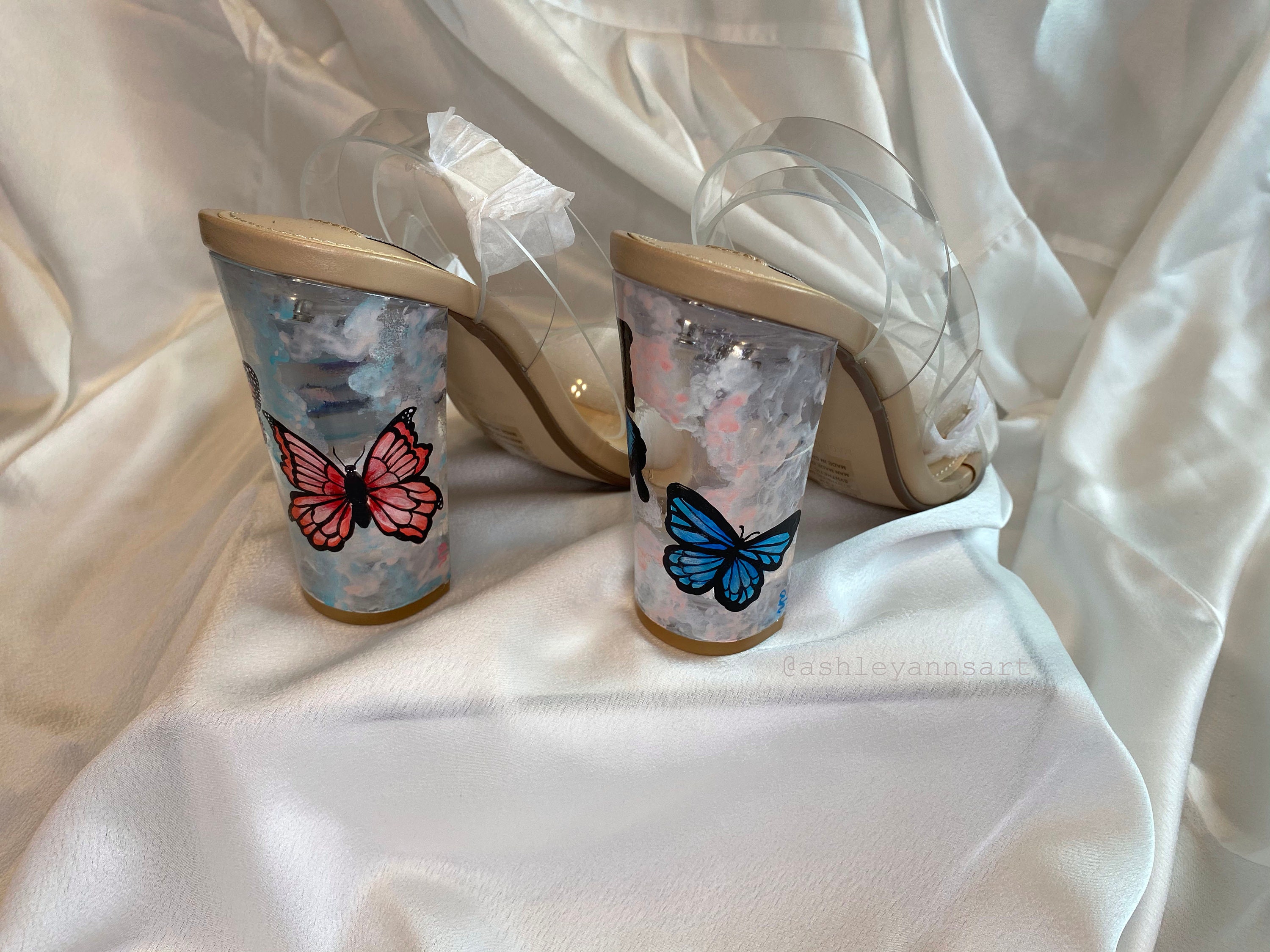 Hand-Painted Cloudy Butterfly Heels// Size: 7.5 | Etsy