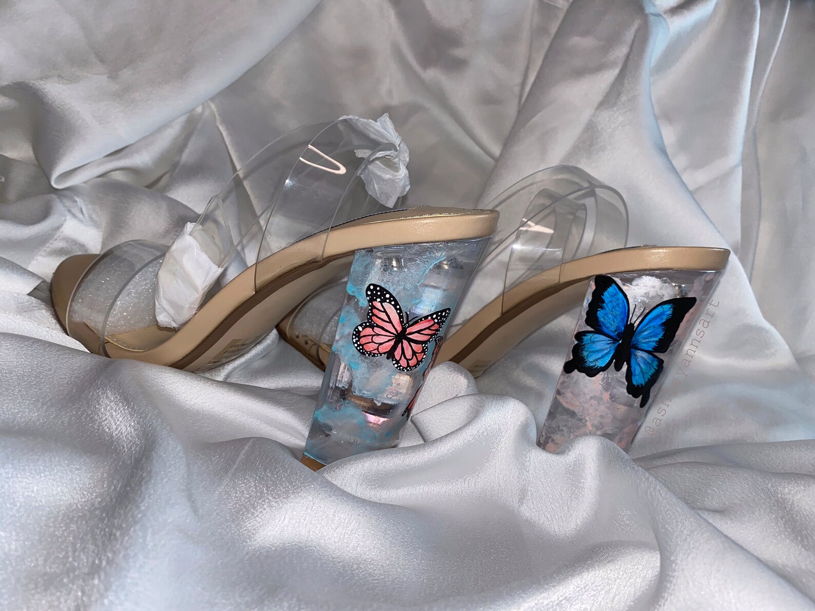 Hand-Painted Cloudy Butterfly Heels// Size: 7.5 | Etsy