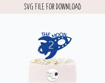 Two the Moon Digital Download, SVG, PNG, Cake Topper, 2nd Birthday - Etsy