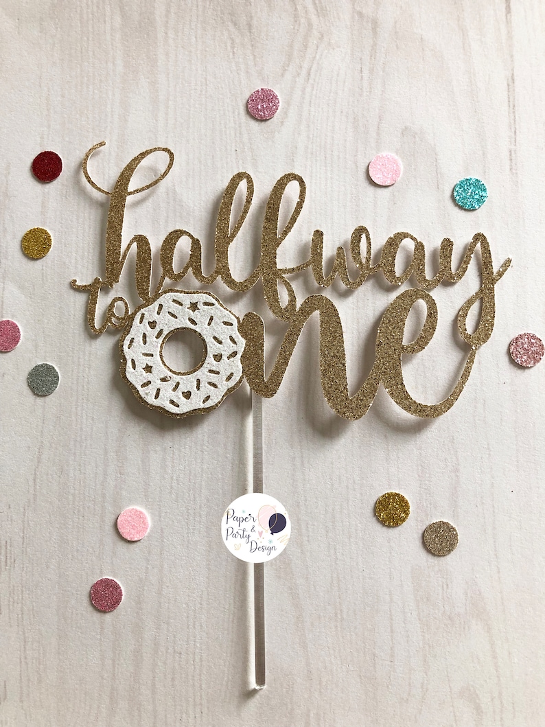 Halfway to One Cake Topper SVG: Baby Birthday Cut File (digital ...