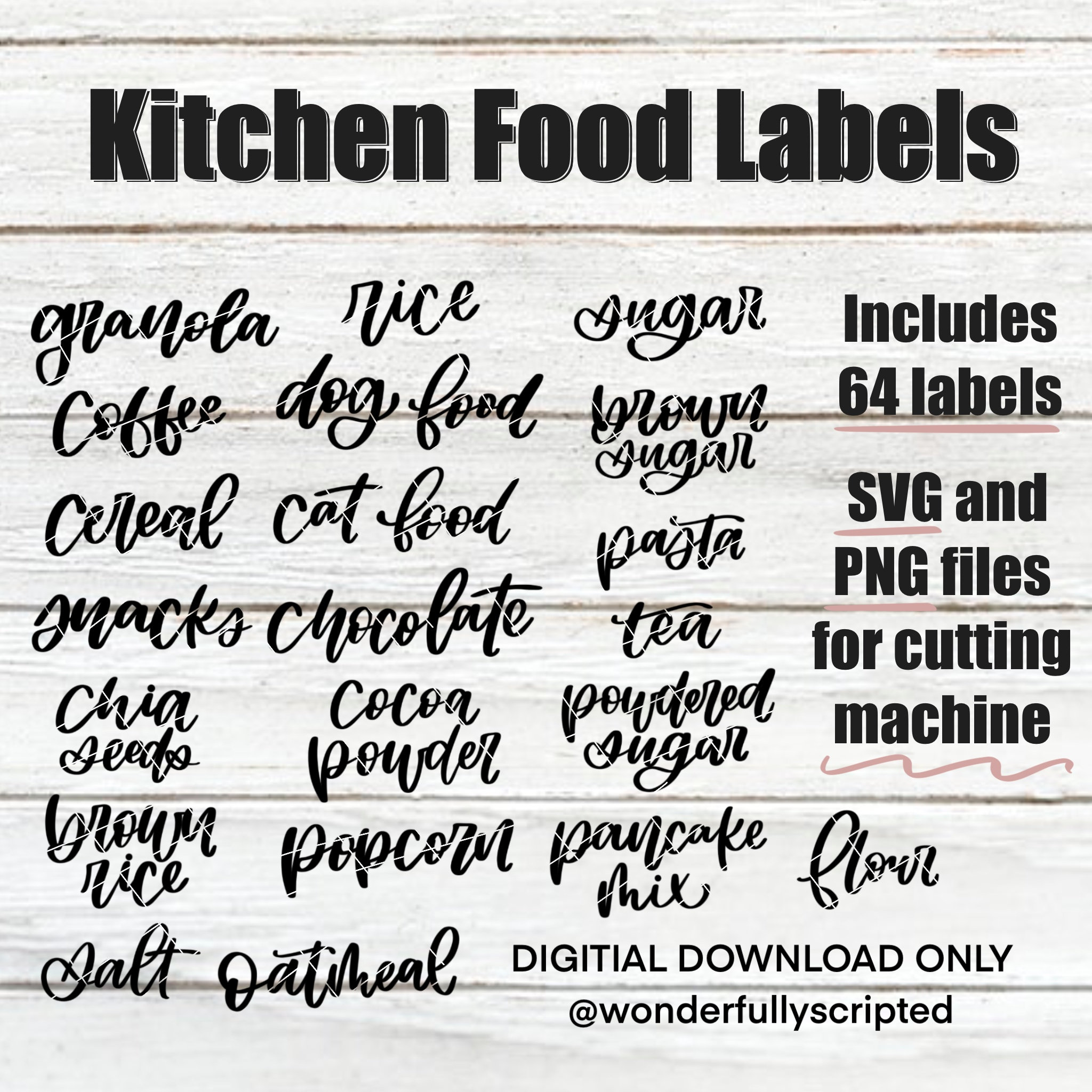 Kitchen Food Labels Cut Files SVG PNG JPEG Digital | Etsy