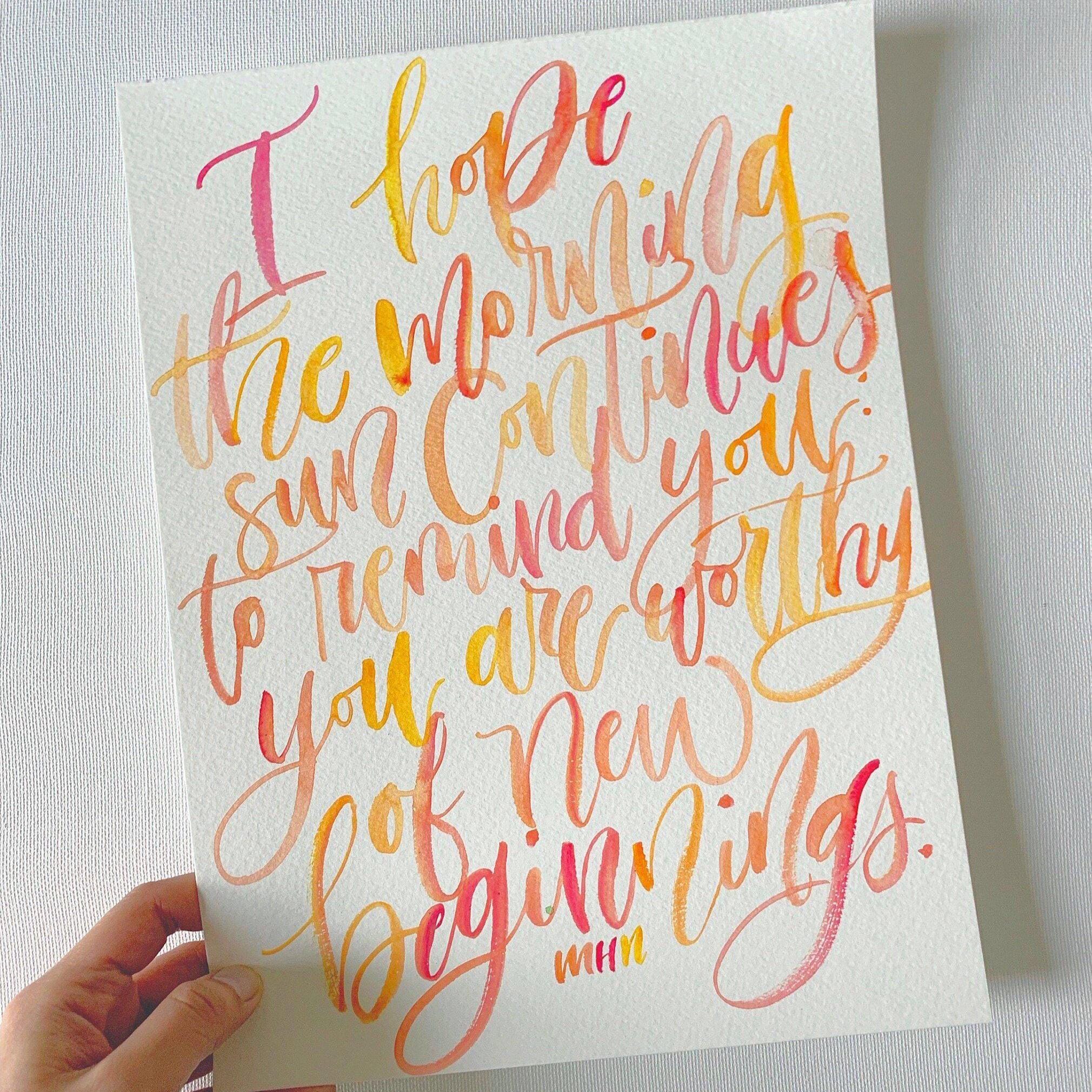 PHYSICAL CUSTOM PRINT | Brush Lettering Print, Hand Lettered Watercolor ...