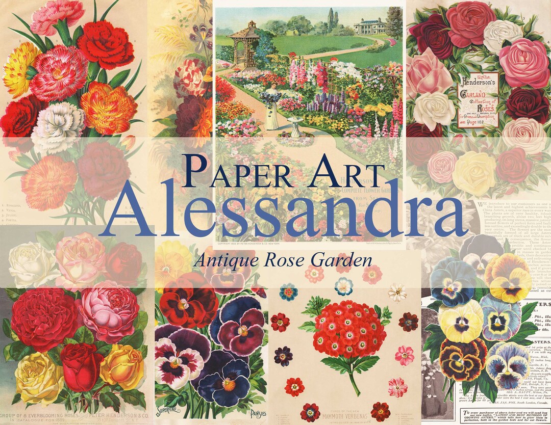 Antique Rose Garden - Digital Papers - Antique Paper Ephemera Digi ...