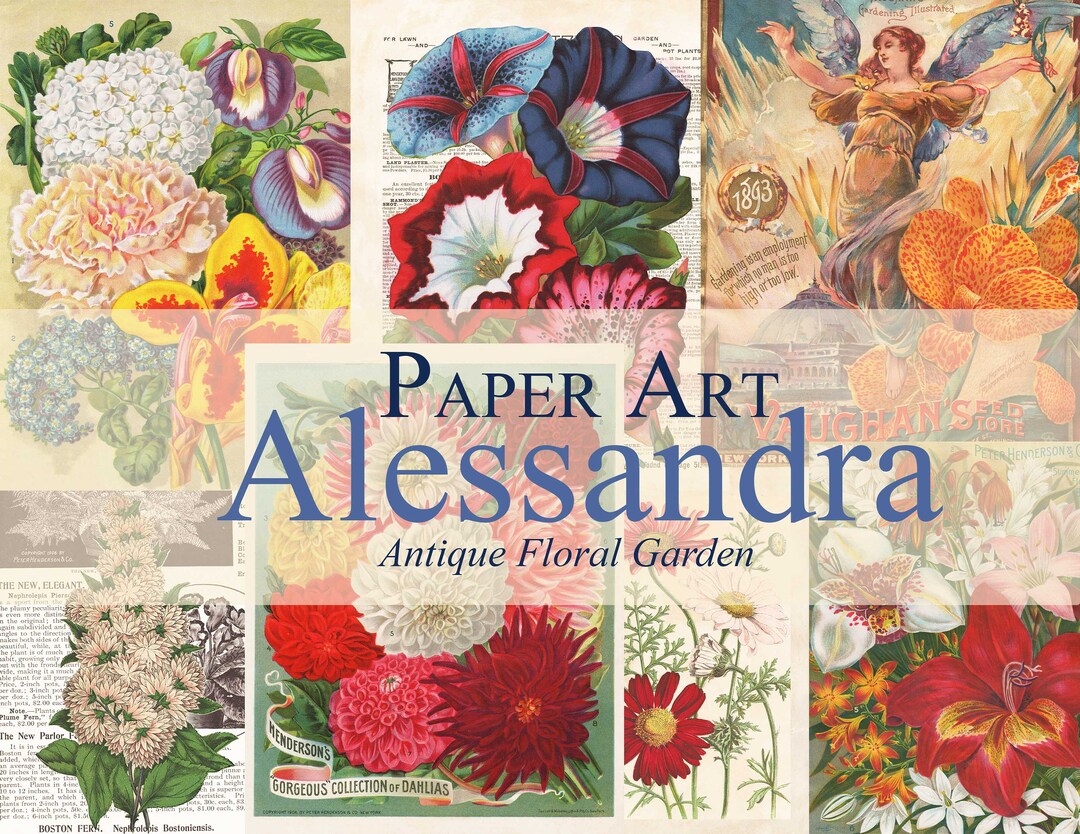 Antique Floral Garden - Digital Papers - Antique Paper Ephemera Digi ...