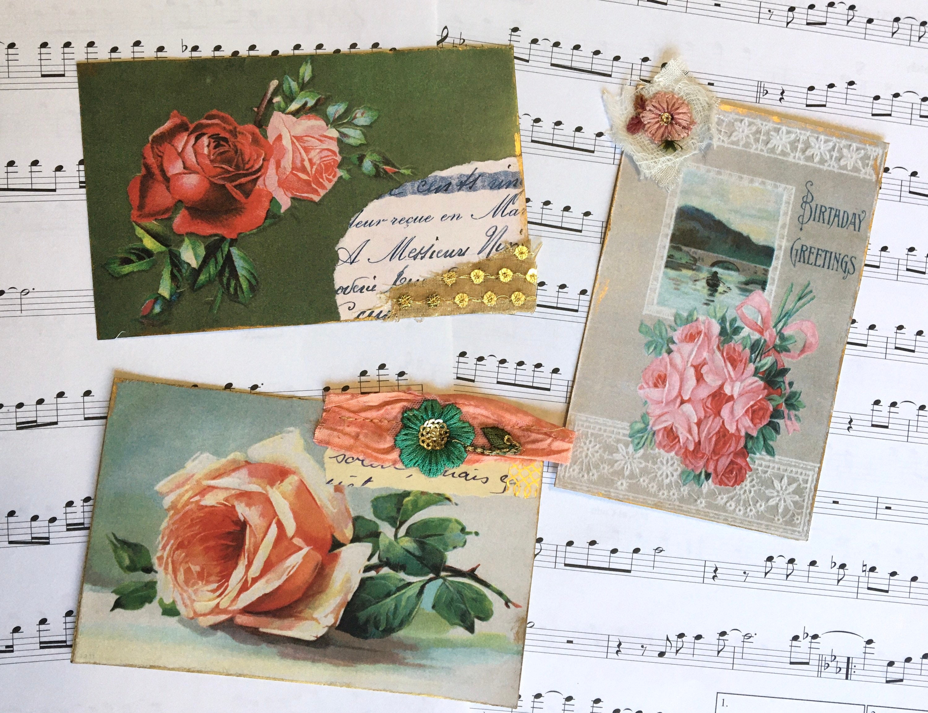Vintage Roses Postcards 3 Digital Download Junk Journal - Etsy