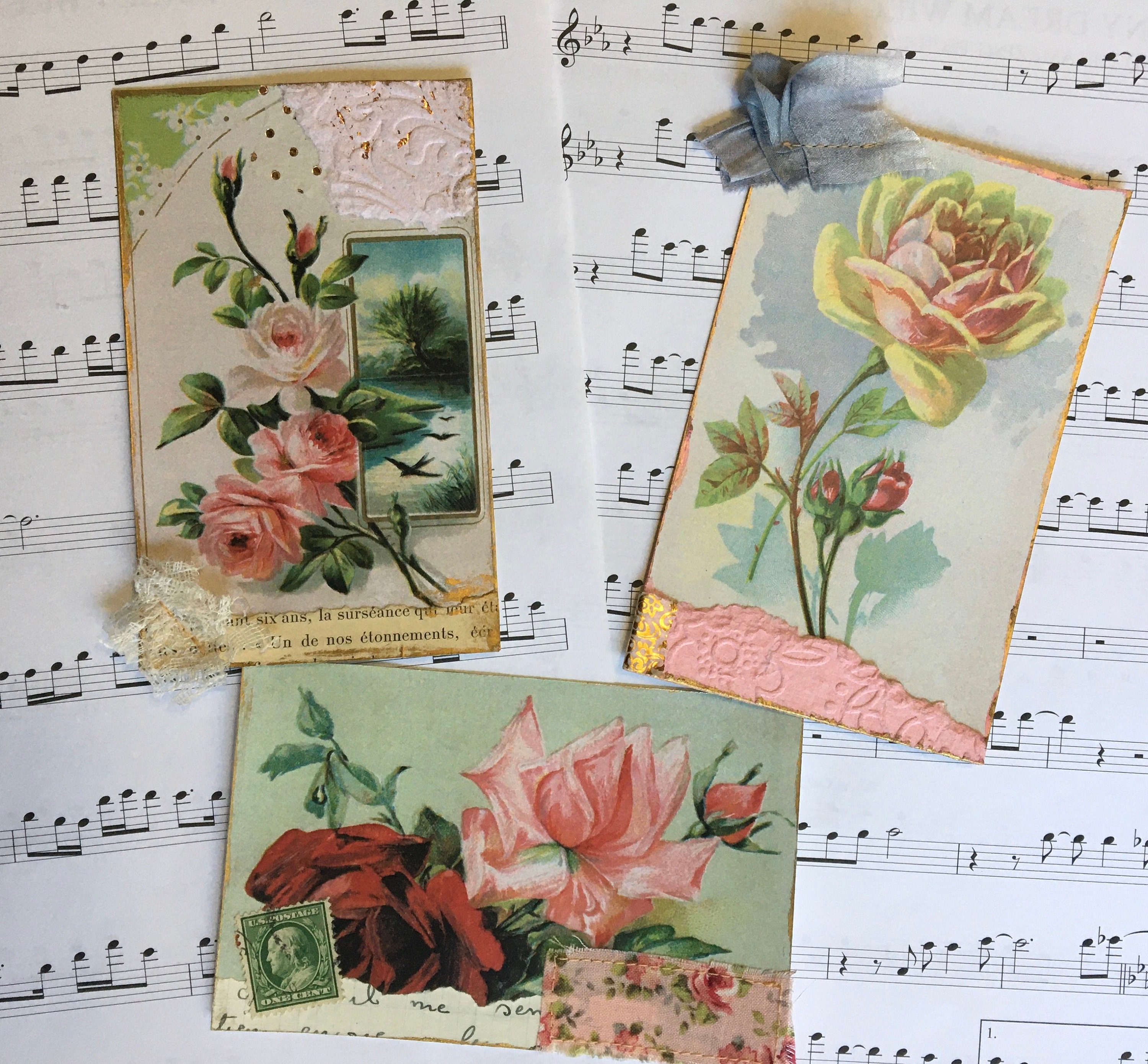 Vintage Roses Postcards 3 Digital Download Junk Journal - Etsy