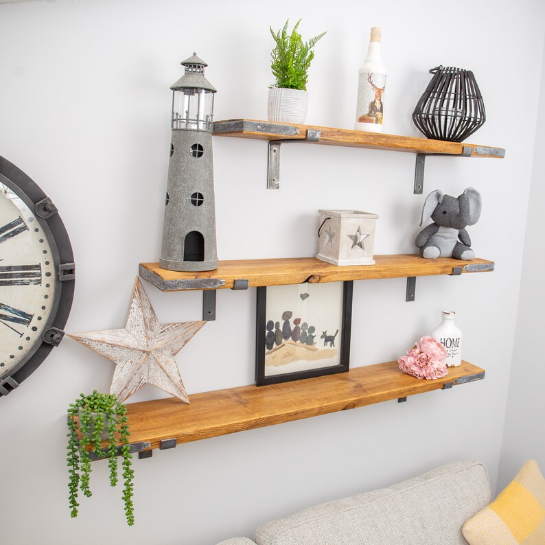 Rustic Scaffold Board Shelves WITH Brackets! Floating Shelf Including ...