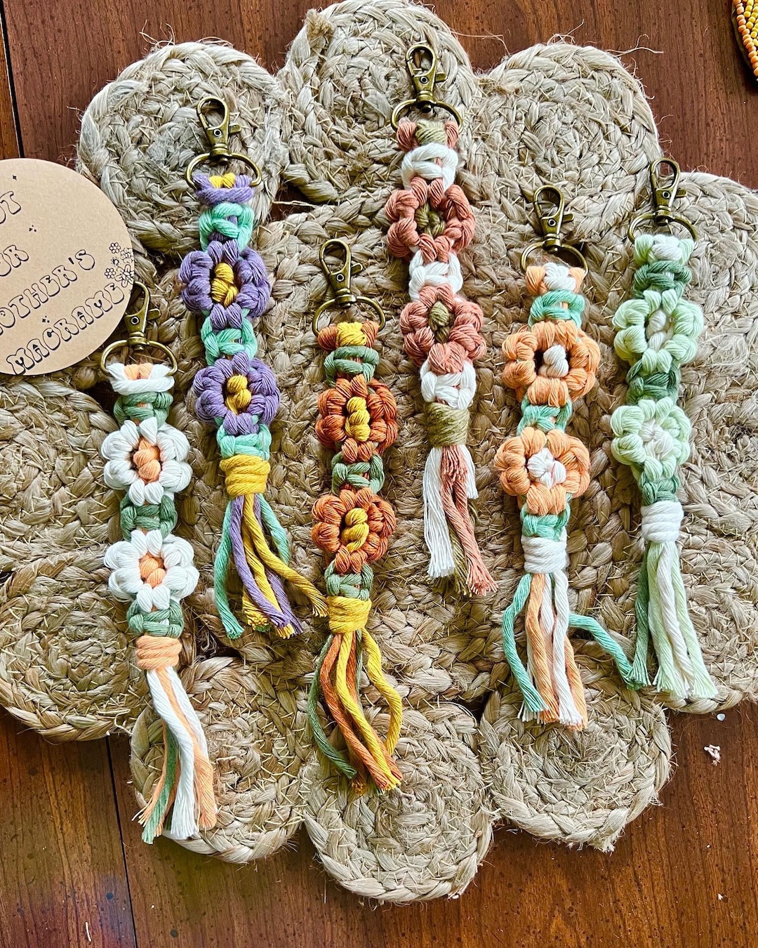 Macrame Flower Keychain - Etsy