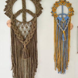 Macrame 'peace on Earth' Mandala Wall Hanging - Etsy