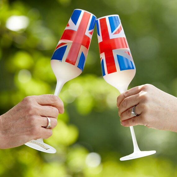 Set of 2 Union Jack Champagne Flutes - Etsy