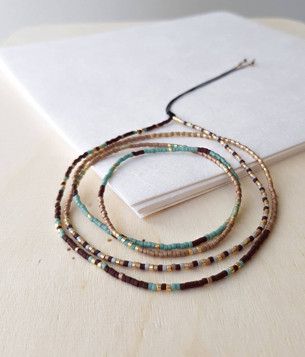 Minimalist Tiny Seed Bead Green Bracelet Long Boho Beaded | Etsy