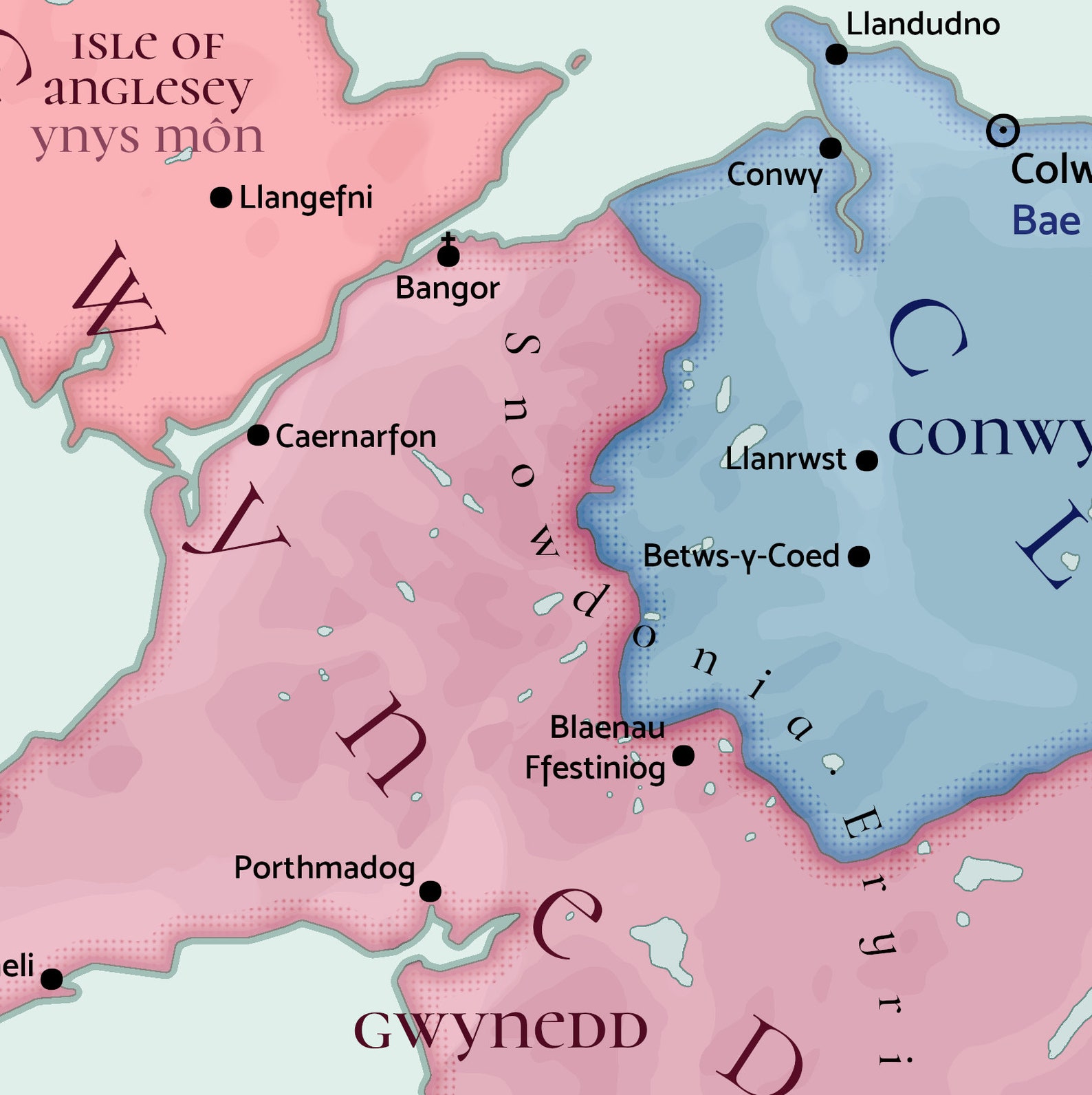 Beautiful Map of Wales in English and Welsh cymraeg - Etsy