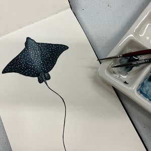 Whitespotted Eagle Ray Watercolor PRINT - Etsy