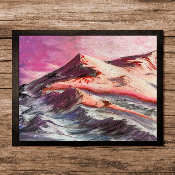 Mountain Sunrise Pastel Painting Instant Printable | Etsy