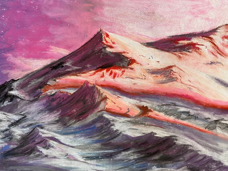 Mountain Sunrise Pastel Painting | Instant Printable Downloadable Art ...