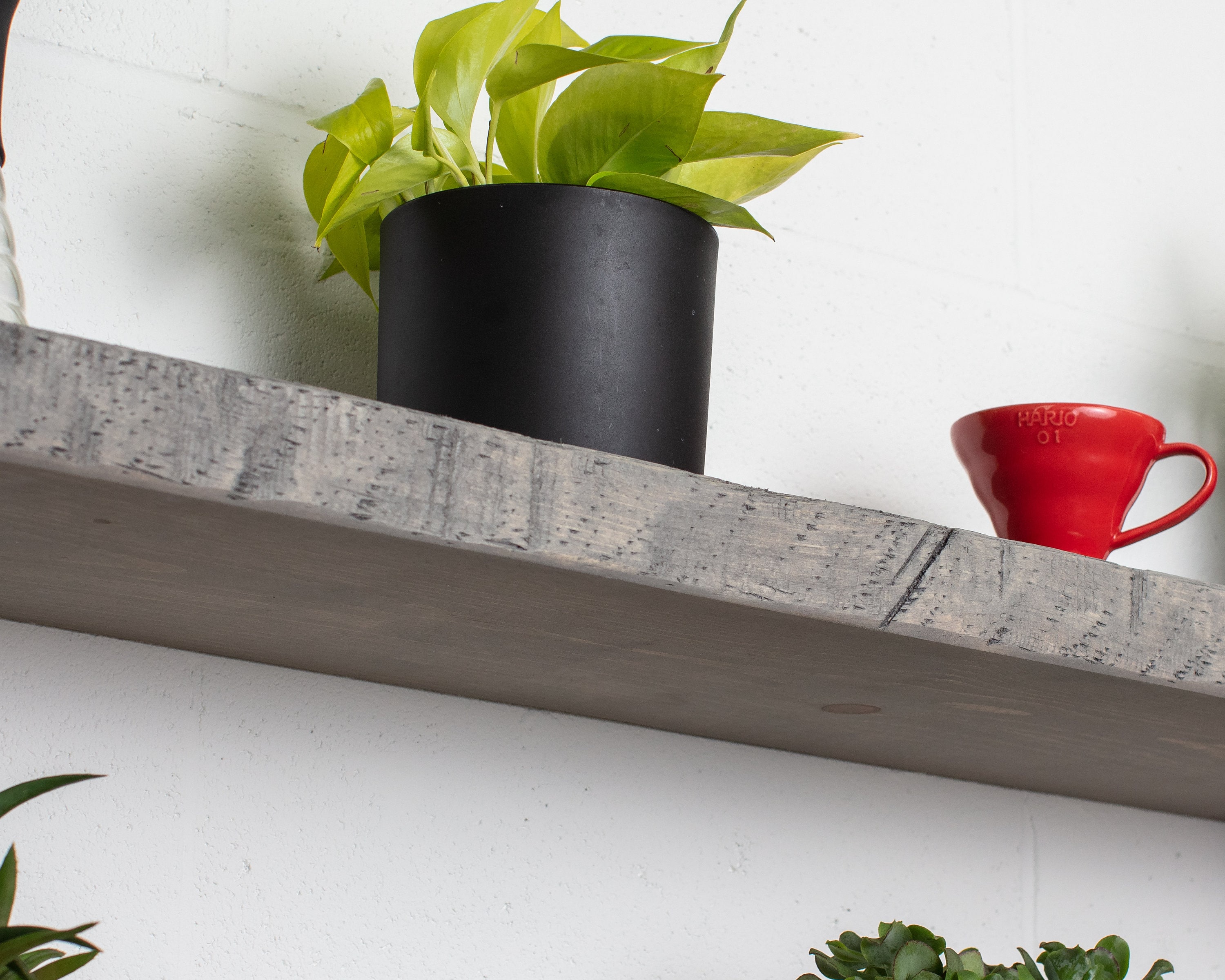 Grey Straight Edge Floating Shelf Handmade Solid Wood 19.5cm - Etsy UK