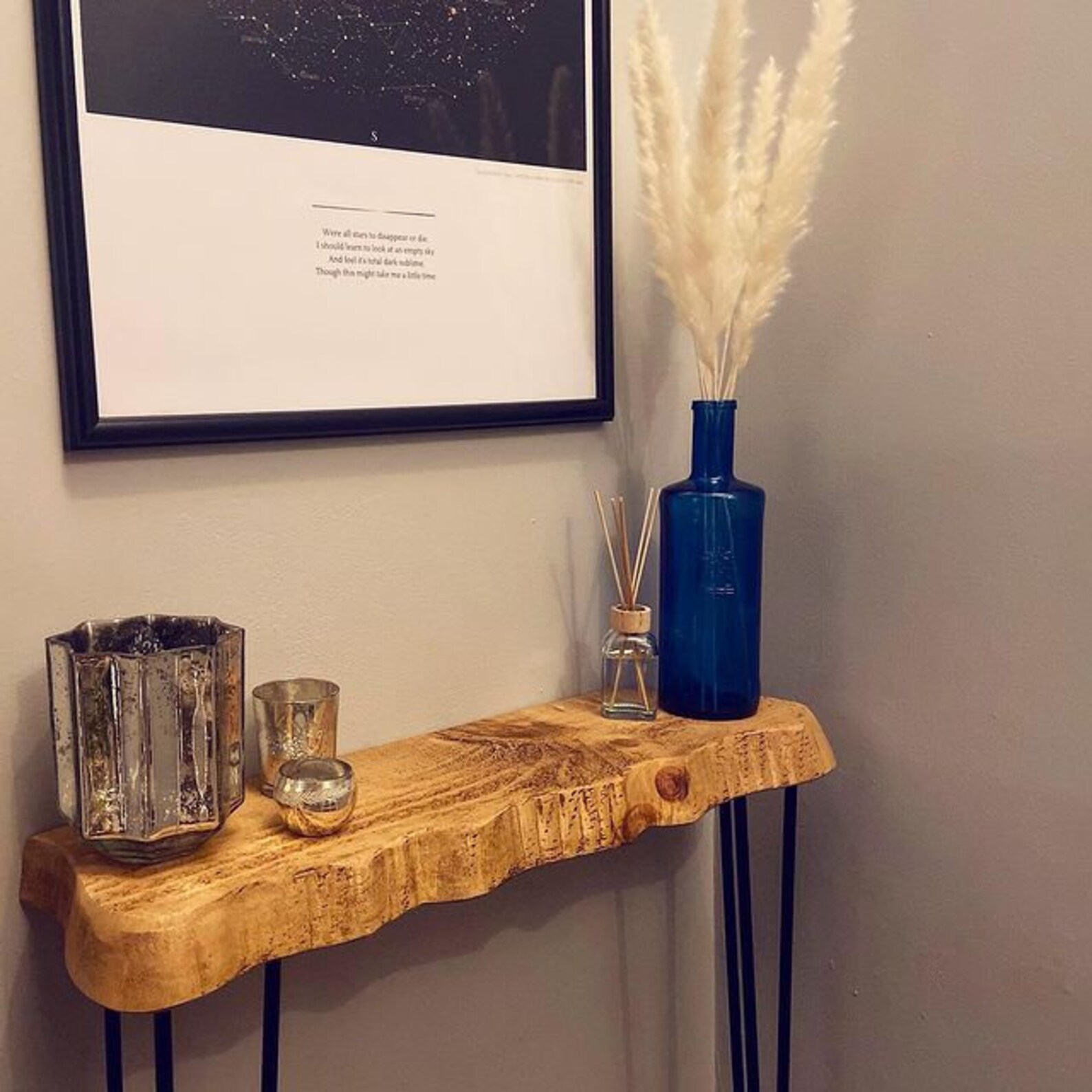 Live Edge Round Corners Wood Console Table With Hairpin Legs | Etsy