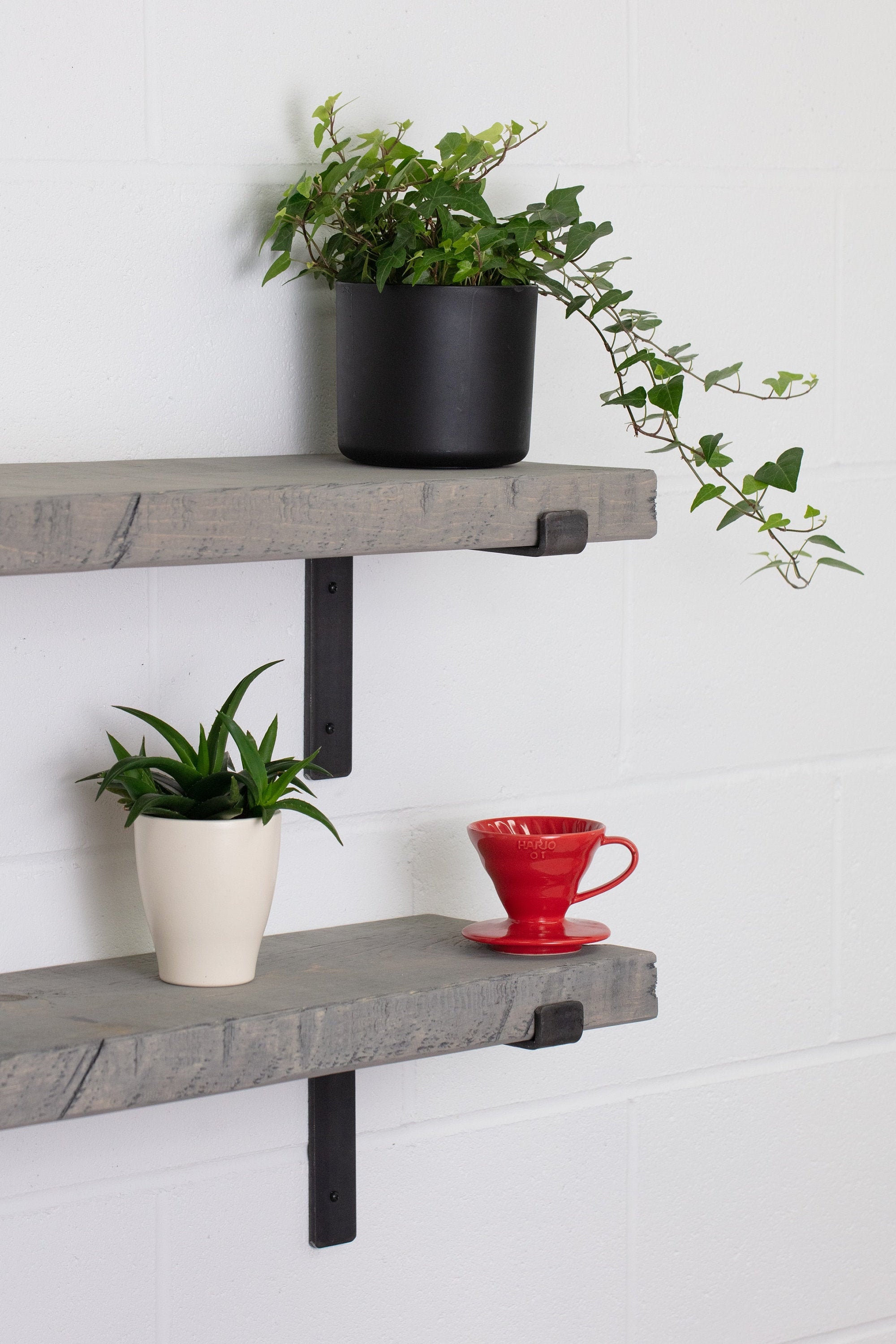 Grey Straight Edge Shelf Handmade Solid Wood & Industrial - Etsy UK